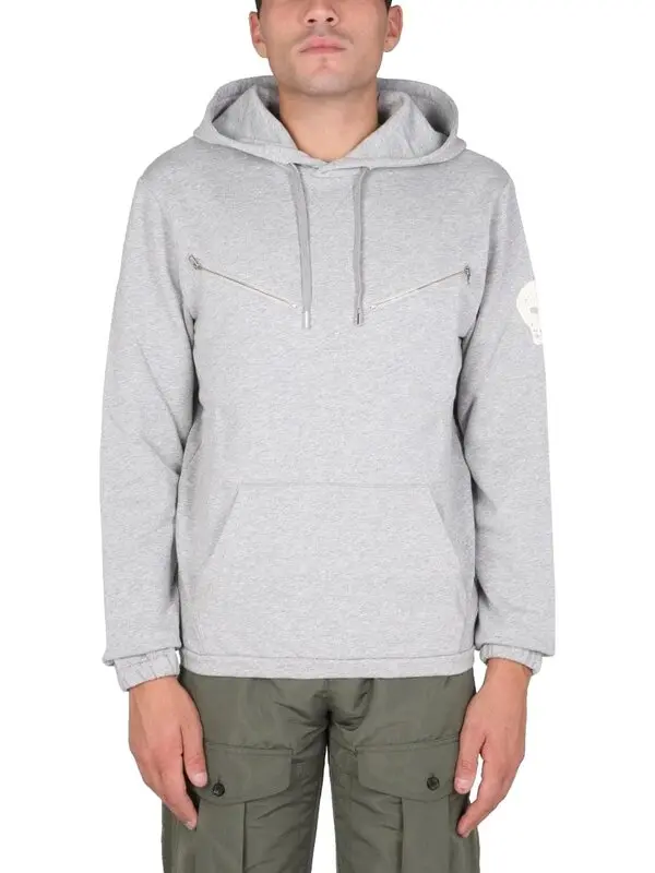 Alexander McQueen Sweatshirt With Embroidered Skull - Gray