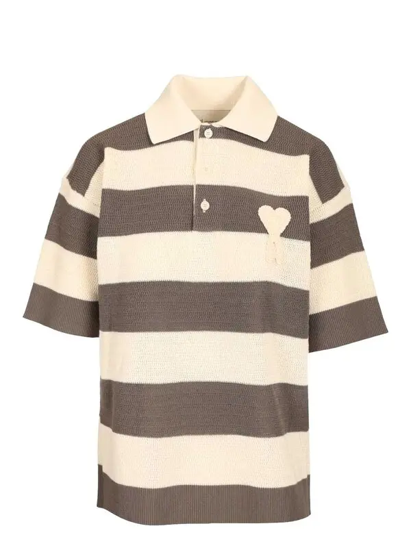 AMI Paris Striped Short Sleeve Polo - Multicolor
