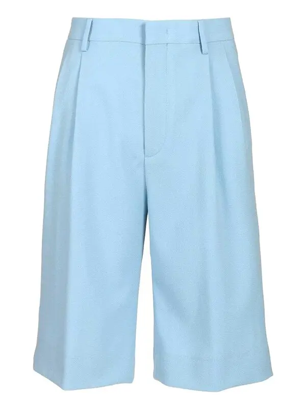 Tagliatore Wide Leg Bermuda Shorts - Blue