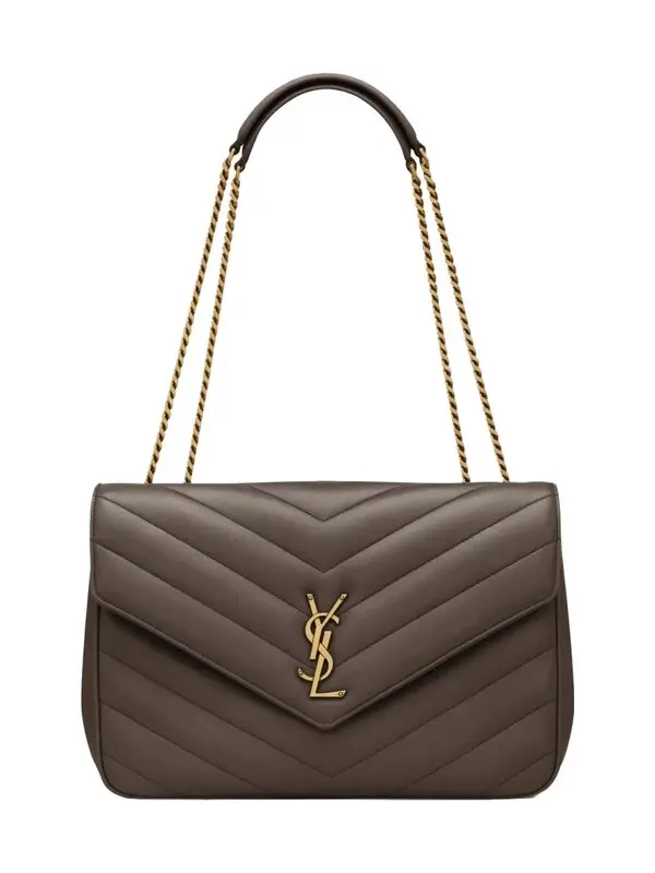 Saint Laurent New Loulou Large Bag In Matelassé Lambskin - Gray