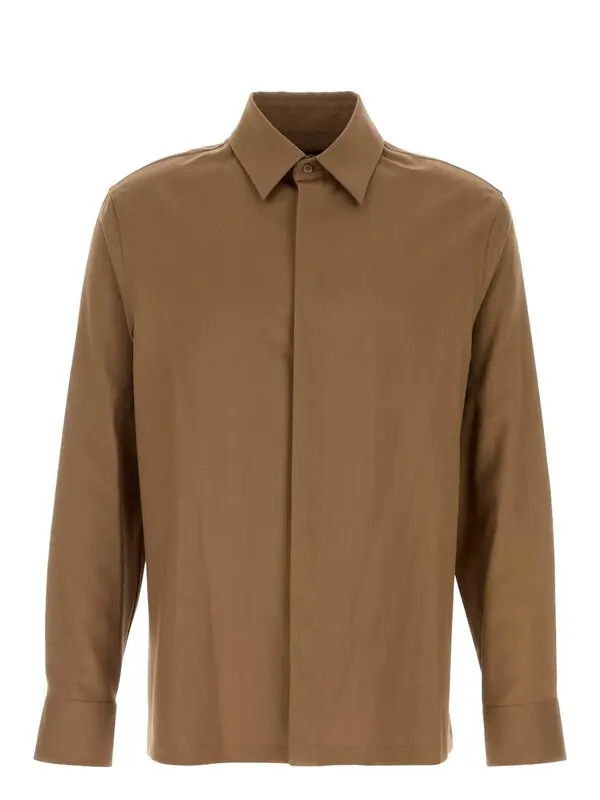Fendi Camel Wool Shirt - Brown