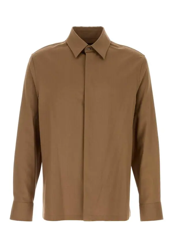 Fendi Camel Wool Shirt - Brown