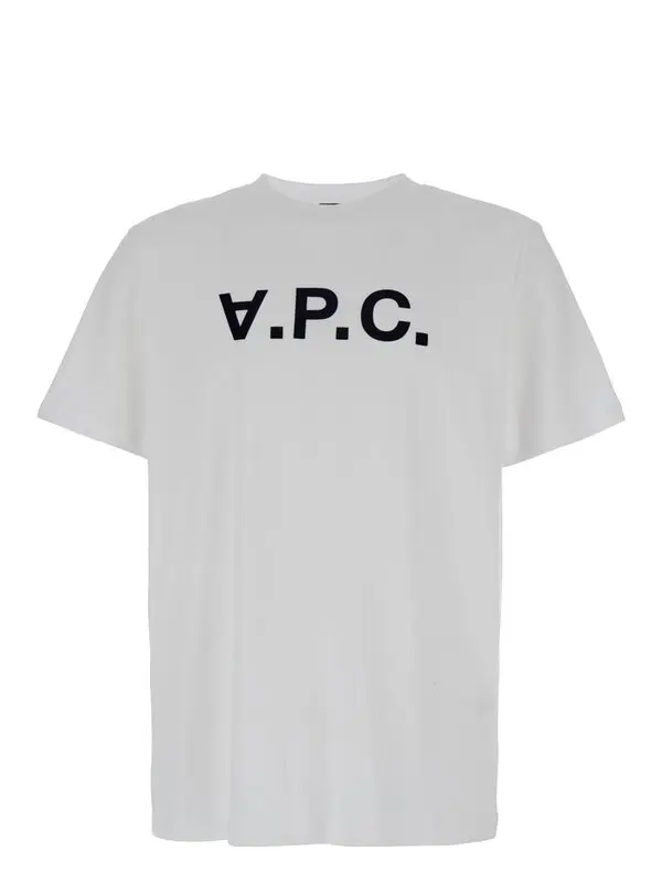 A.p.c. White Oversized T-shirt With Logo Print On The Front In Cotton - Multicolor