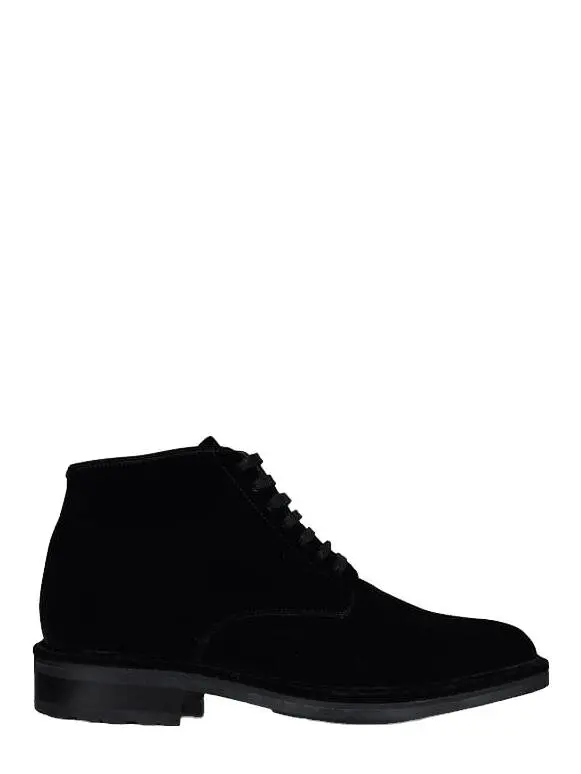 Saint Laurent Velvet Lace Up Boots - Black