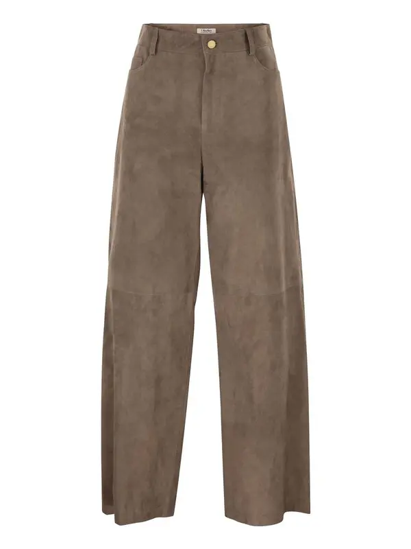 Max Mara Smmfulmine Wide-leg Leather Trousers - Brown