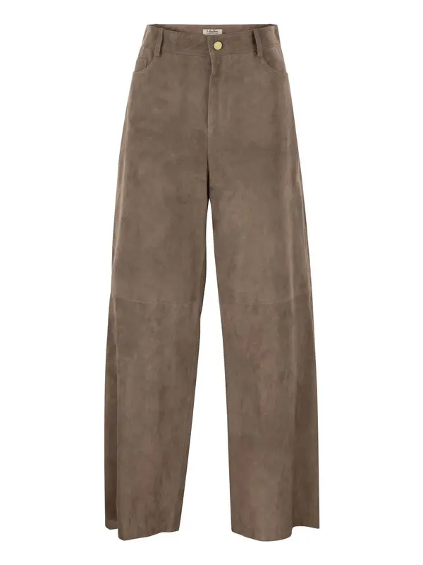 Max Mara Wide-leg Lambskin Trousers - Brown
