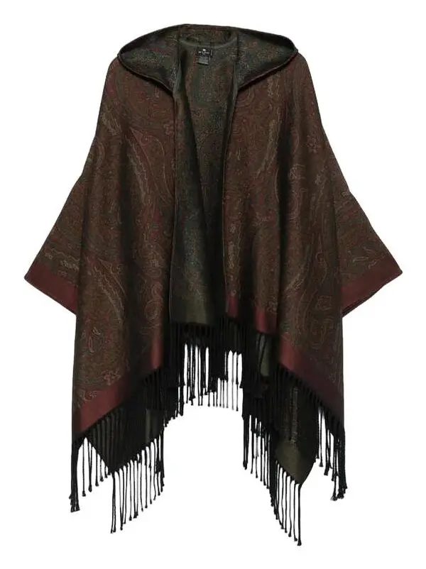 Etro Paisley Print Hooded Cape - Brown