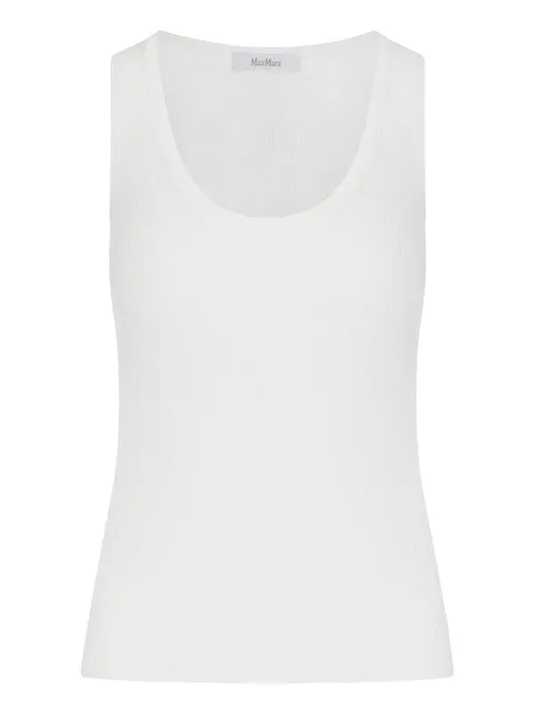 Max Mara Fitted Ribbed Top In Viscose Crepe - White