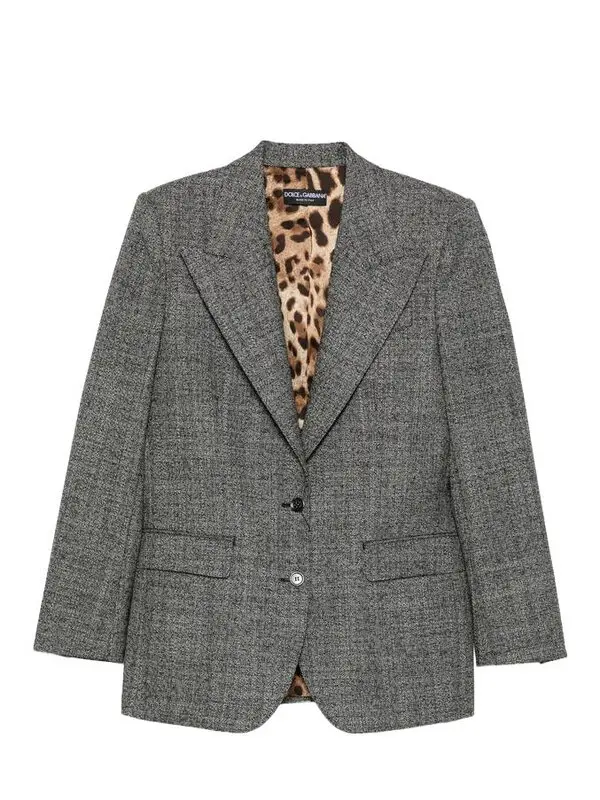 Dolce & Gabbana Virgin Wool Peak Lapel Blazer - Gray