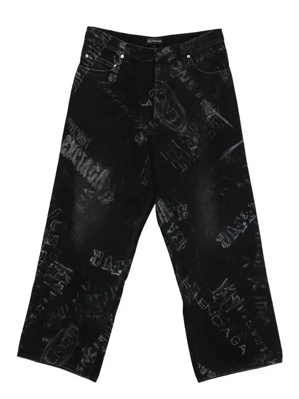 Balenciaga Denim Wide-leg Jeans - Black