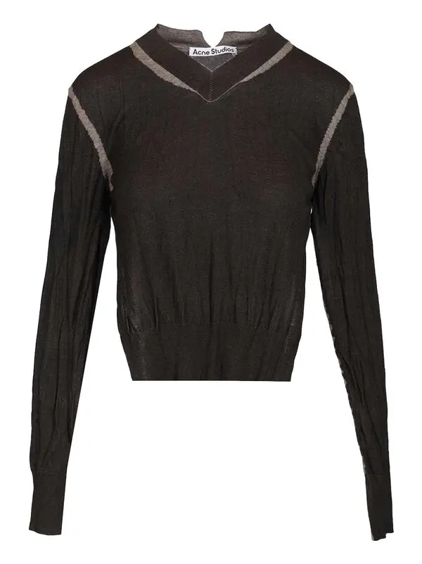 Acne Studios Crumpled V-neck Sweater - Brown