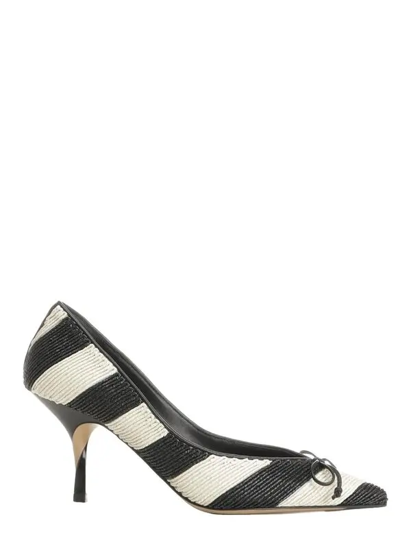 Jacquemus Striped Faux Raffia Décolleté Pumps - White