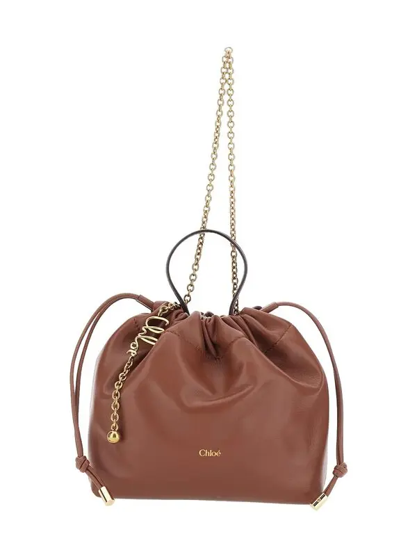Chloé Icons' Shoulder Bag With Drawstring Closure And Leather Chain Strap In Leather For - Brown