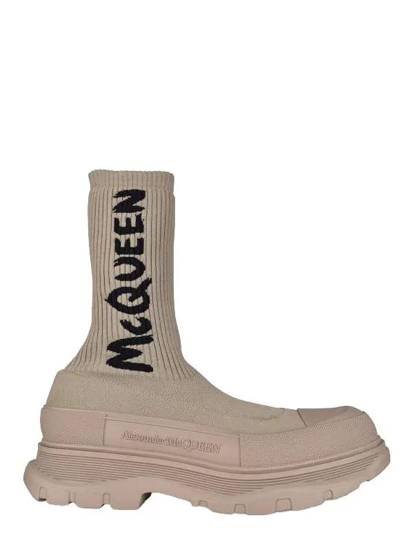 Alexander McQueen Graffiti Tread Slick Boots - Cream