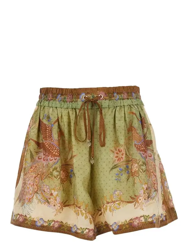 Zimmermann Indra Printed Silk Shorts - Multicolor