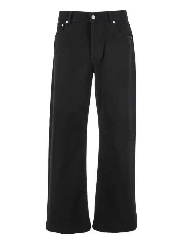 Alexander McQueen Black Jeans With Belt Loops And Logo Patch On The Rear In Denim - Multicolor