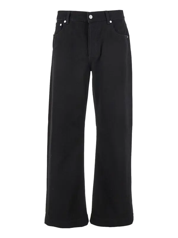 Alexander McQueen Denim Jeans With Logo Patch - Multicolor