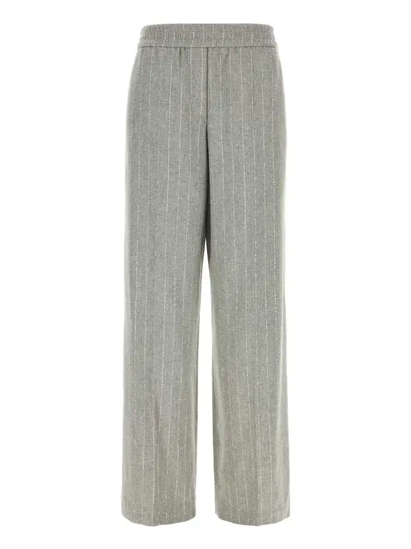 Brunello Cucinelli Embroidered Wool Blend Pant - Multicolor
