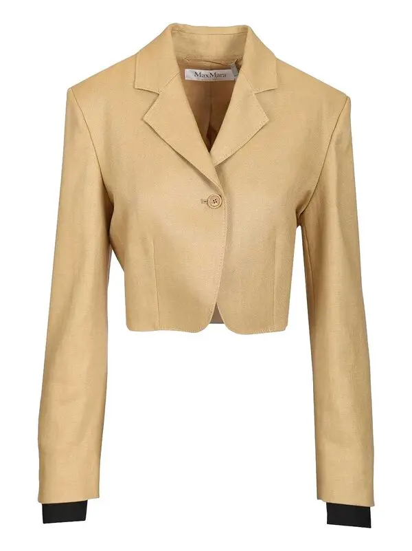 Max Mara Linen Diagonal Crop Jacket - Cream