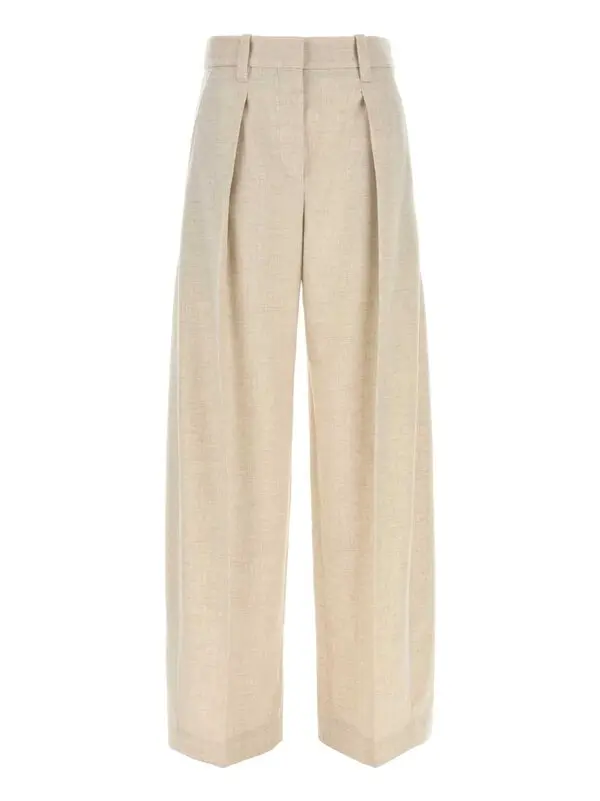 Brunello Cucinelli Wool Blend Pleated Pant - Brown