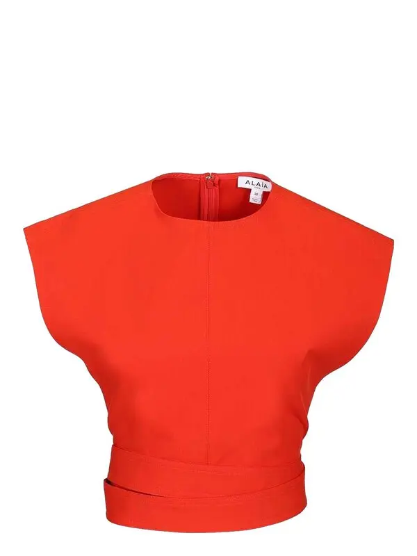 Alaïa Cropped Top In Cotton Gabardine With Band - Red