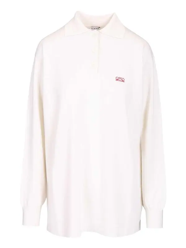 Loewe Cashmere And Silk Blend Polo Shirt - White