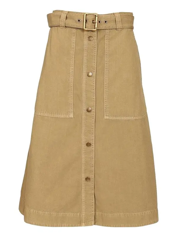 Moncler Cotton Midi Skirt With Belt - Cream