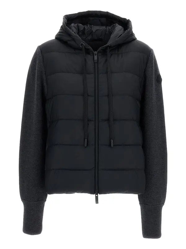 Moncler Wool Hooded Padded Zip-up Cardigan - Multicolor