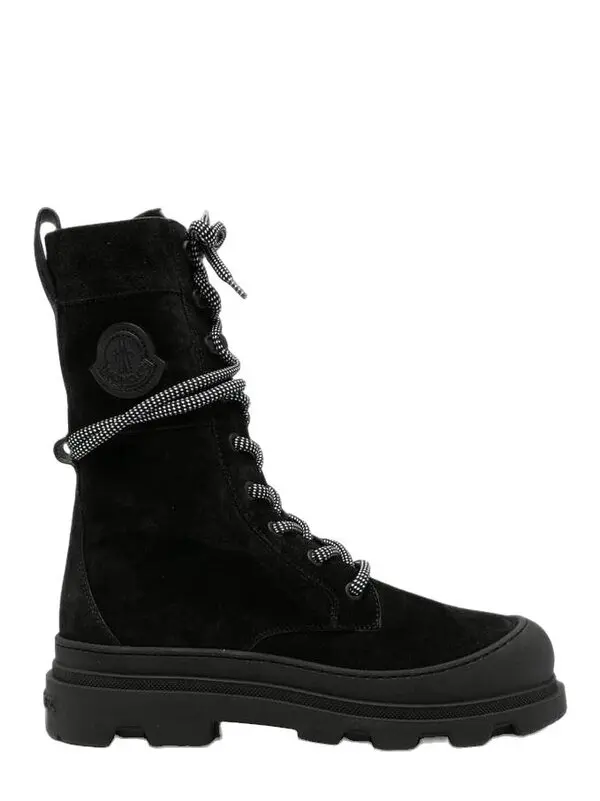 Moncler Suede Lace-up Boots - Black