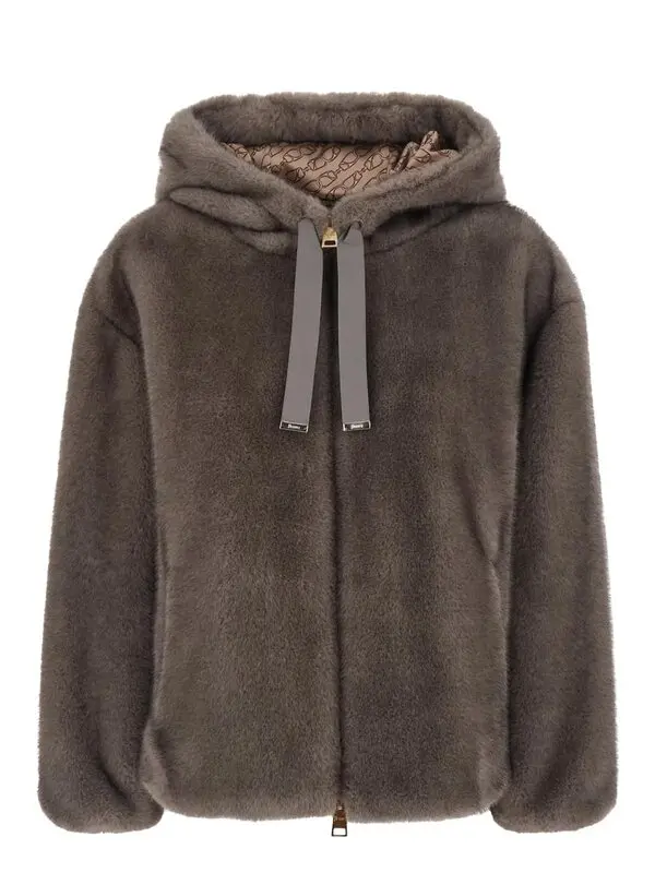 Herno Hooded Eco-leather Jacket - Gray