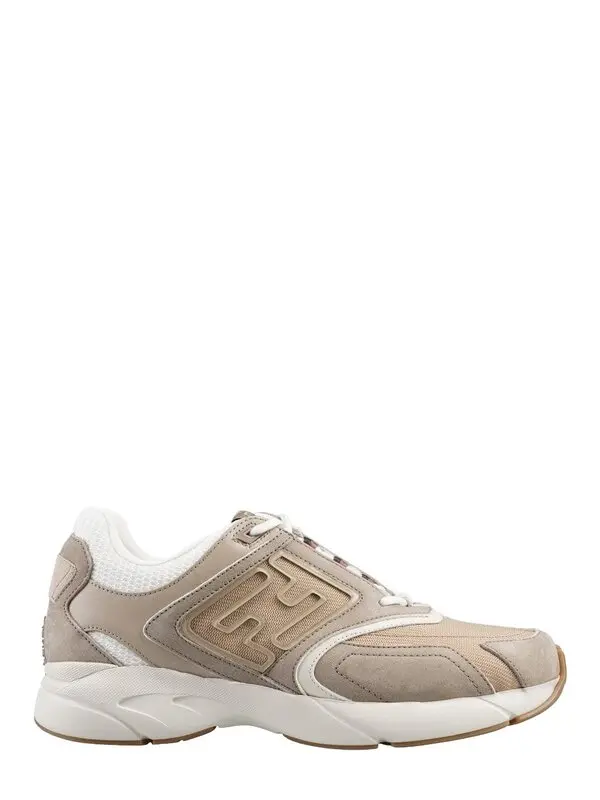 Fendi Leather And Rubber Trainers - Cream
