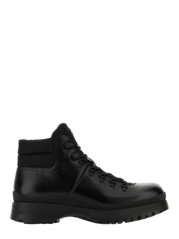 Prada Re-nylon And Leather Brixxen Ankle Boots - Black