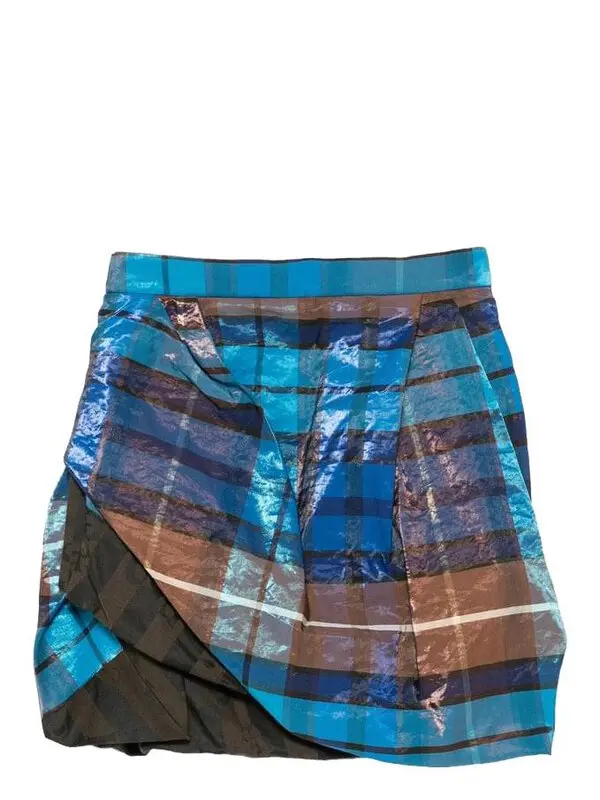 VIVIENNE WESTWOOD Plaid Metallic Draped Bubble Hem Skirt - Blue