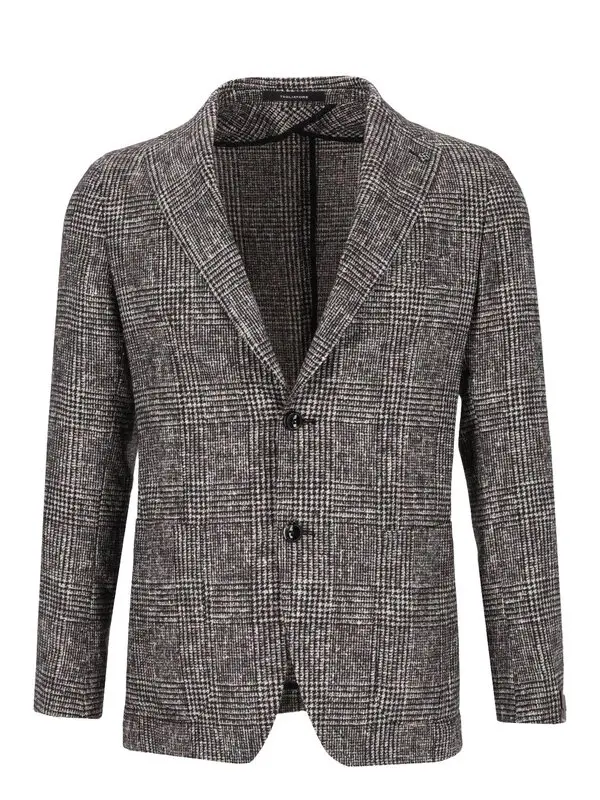 Tagliatore Prince Of Wales Alpaca Blend Blazer - Black