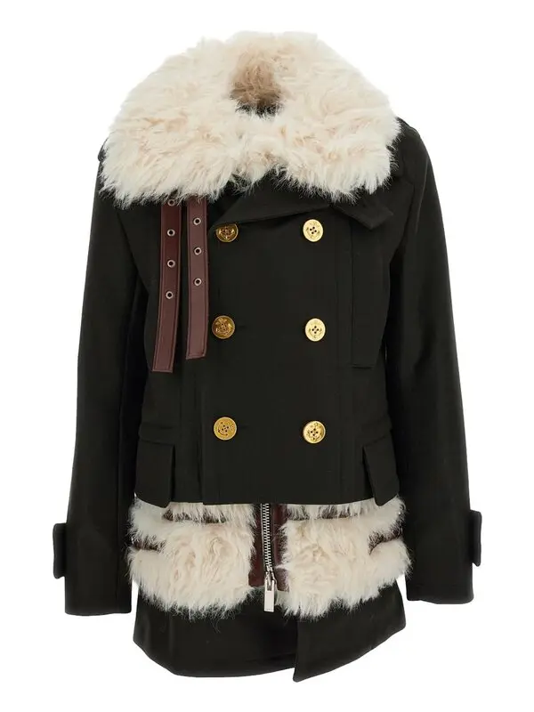Sacai Wool Melton Coat - Multicolor