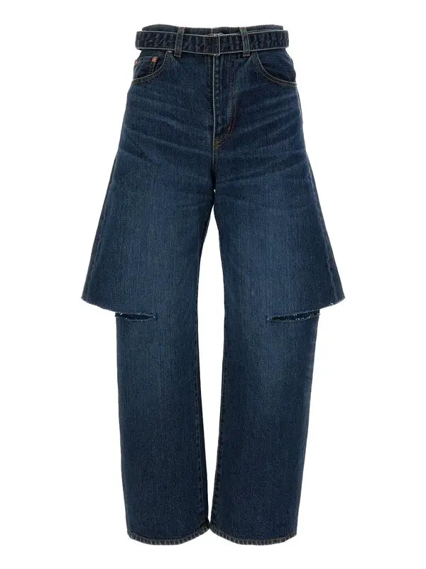 Sacai Layered Straight-leg Denim Pants - Multicolor