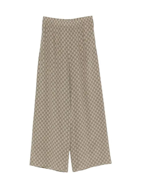 Gucci Gg Supreme Silk Palazzo Pants - Cream