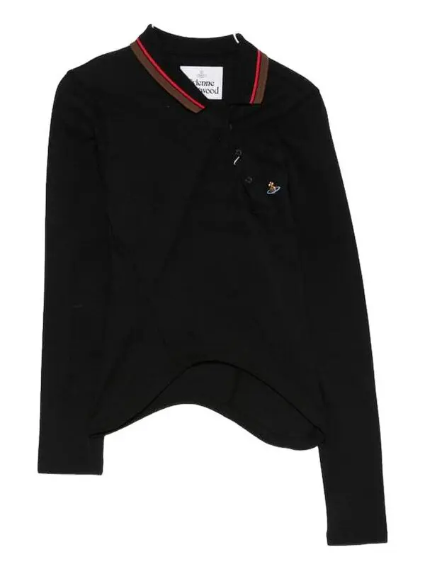 VIVIENNE WESTWOOD Asymmetric Organic Cotton Polo Top - Black