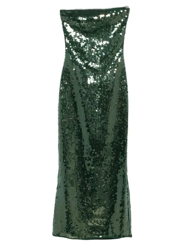 Oseree Sequin Midi Dress - Green