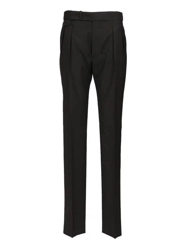 Tagliatore Virgin Wool Blend Tailored Trousers - Black