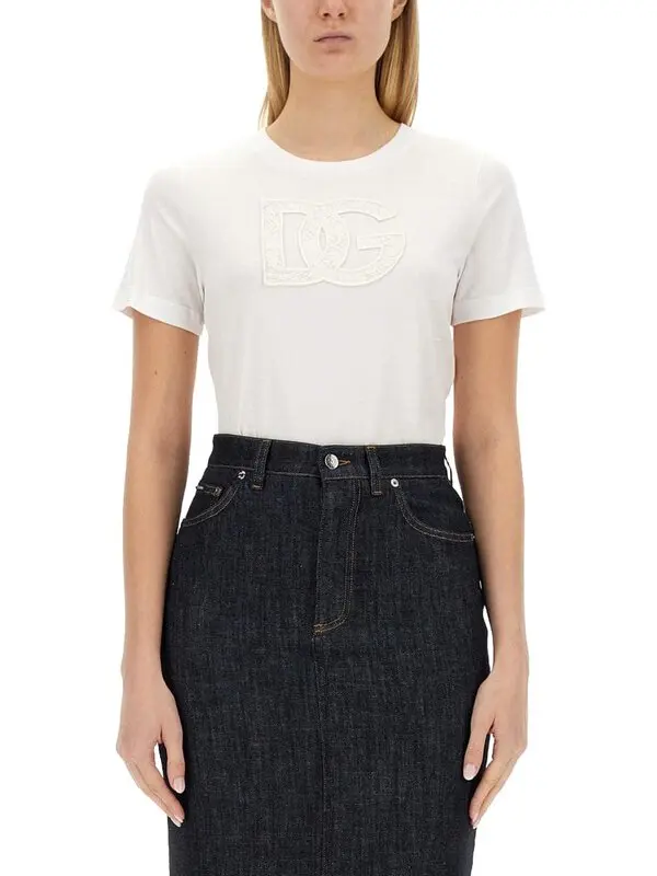 Dolce & Gabbana T-shirt With Logo Patch - White
