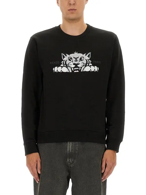 Kenzo Slim Fit Sweatshirt With Graphic - Black