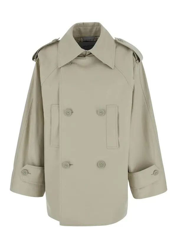 Balenciaga Beige Oversized Trench With Wide Collar And Button Cuffs In Cotton For - Multicolor