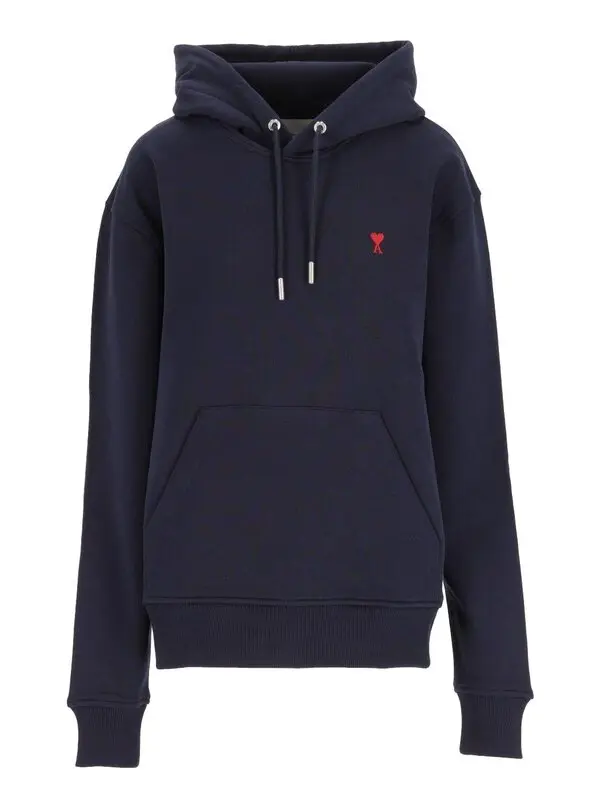 AMI Paris Cotton Hoodie - Blue