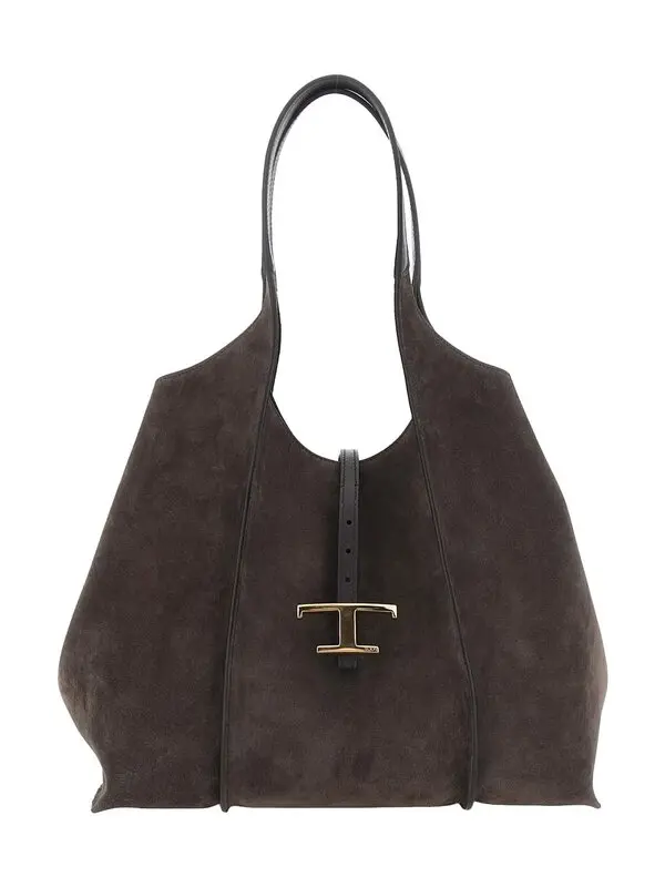 TOD'S Suede Shoulder Bag With T Plaque - Multicolor