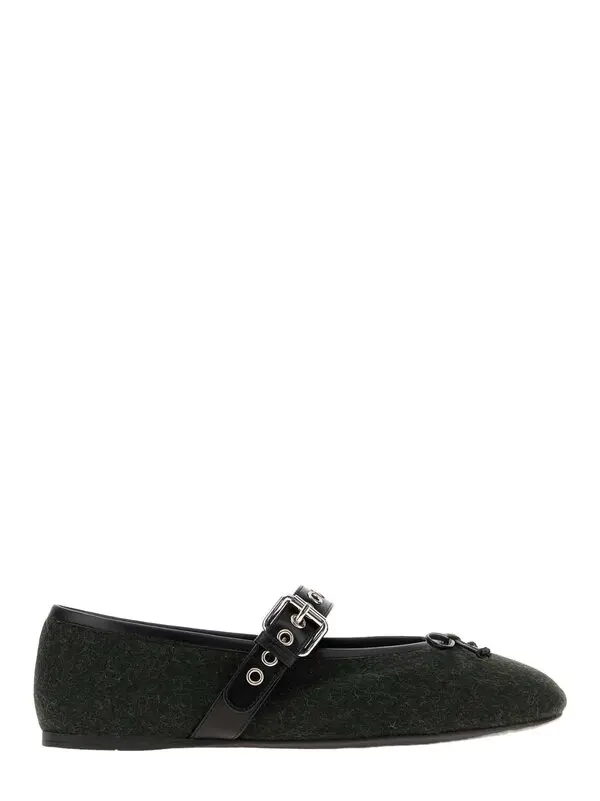 Miu Miu Flannel Ballerinas - Green