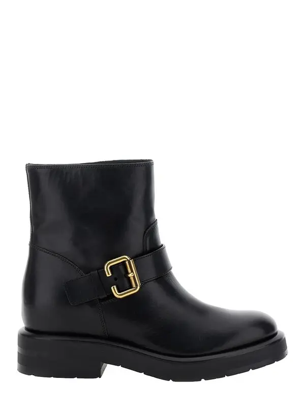 Chloé Coddington' Black Ankle Boots With Paddington Buckle In Leather - Multicolor