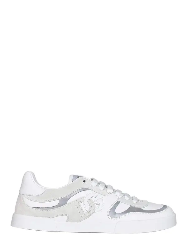 Dolce & Gabbana White And Ice Nappa Calfskin And Suede Portofino Sneakers - Multicolor