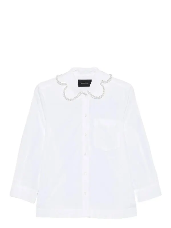 Simone Rocha Peter Pan Collar Cotton Shirt - White