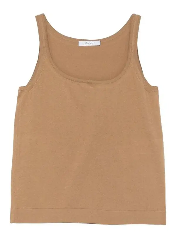 Max Mara Cotton Scoop Neck Tank Top - Cream